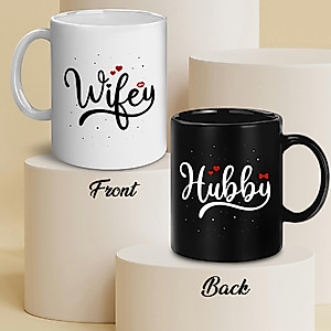 GLAKEUN Husband Wife Gifts Set - Hubby Wifey Coffee Mug For Bride Groom Couple - His and Hers Anniversary Present Husband and Wife - Engagement Gifts For Mom, Dad for Valentine's day - Coffee Mug Set