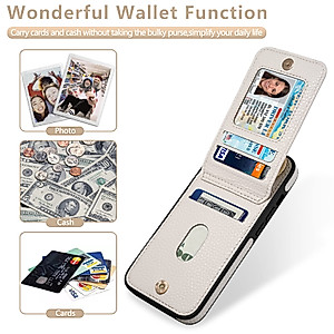 Keallce Case for iPhone 14 Plus 6.7'' Detachable Crossbody Wallet Case with RFID Blocking Card Slots, 360ｰStand Ring Flip Leather Protective Cover Lanyard Shoulder Strap Women for iPhone 14 Plus,Beige