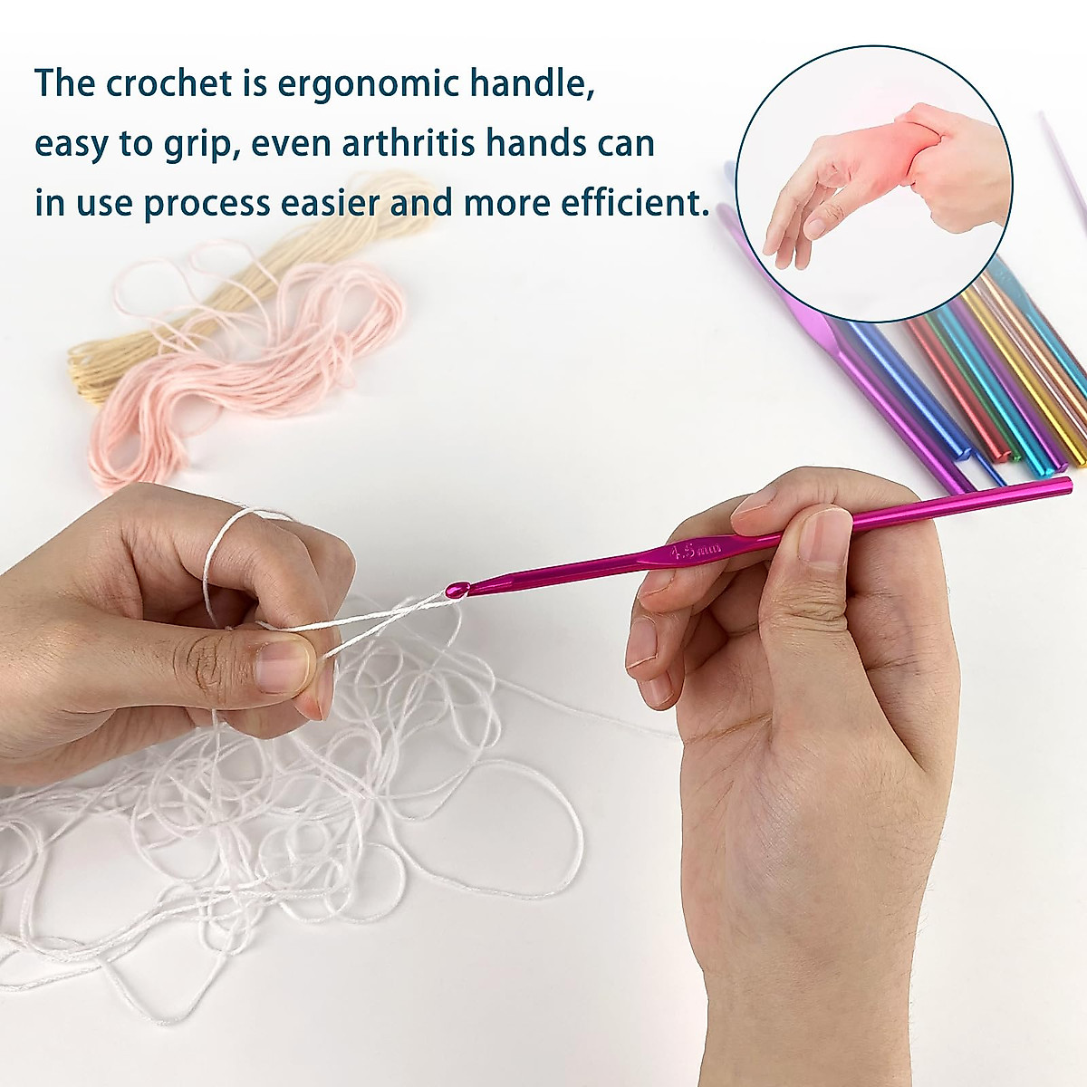 14PCS Aluminum Crochet Hooks Knitting Needles Craft Yarn 2.0mm/2.5mm/3.0mm/3.5mm/4.0mm/4.5mm/5.0mm/5.5mm/6.0mm/6.5mm/7.0mm/8.0mm/9.0mm/10.0mm