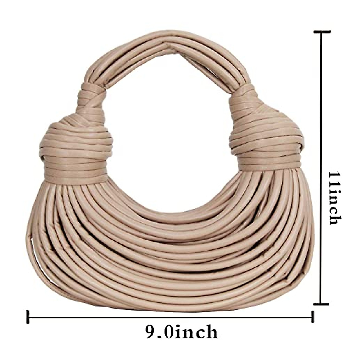 Qiayime Hand-Woven Bread Women's Clutch Top Handle Satchel Shoulder Crossbody Creative Noodles Purses Underarm Bag Handbag (Khaki)