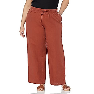 Amazon Essentials Women's Linen Blend Drawstring Relaxed Fit Wide Leg Pant (Available in Plus Size), Terracotta, 3X
