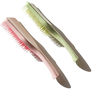 WYNK Hair Brush Detangler for Adults & Kids，Detangling Comb Hair Styling Tools & Appliances for Natural/Wavy/Curly/Coily/Wet/Dry/Oil/Thick/Straight/Long Hair (2 Pack, Tender Green&Pink)