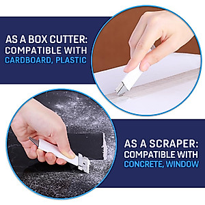 CANOPUS Box Cutters Retractable, Handy Cardboard Opener, Tap Open-Close, Utility Knife Set for Boxes, Packages and Papers, Works Also as Scraper, Full Metal Body, Box of 12, Made in USA