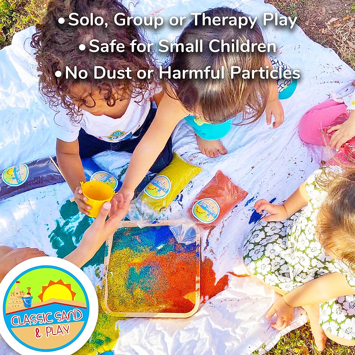 Classic Sand and Play Colored Play Sand Multipack, 6 Pack of 2.5 lb. Bags, Fun for Building, Sandbox, Therapy Tables, Arts and Crafts Use, Stimulate Sensory Skills, Stainless Color