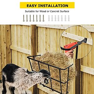 TMEE Hay Feeder Goat Rack Horse Sheep Wall Mount Feeder Heavy Duty Galvanized Steel Hay Basket for Cattle Cows Livestock in Farm