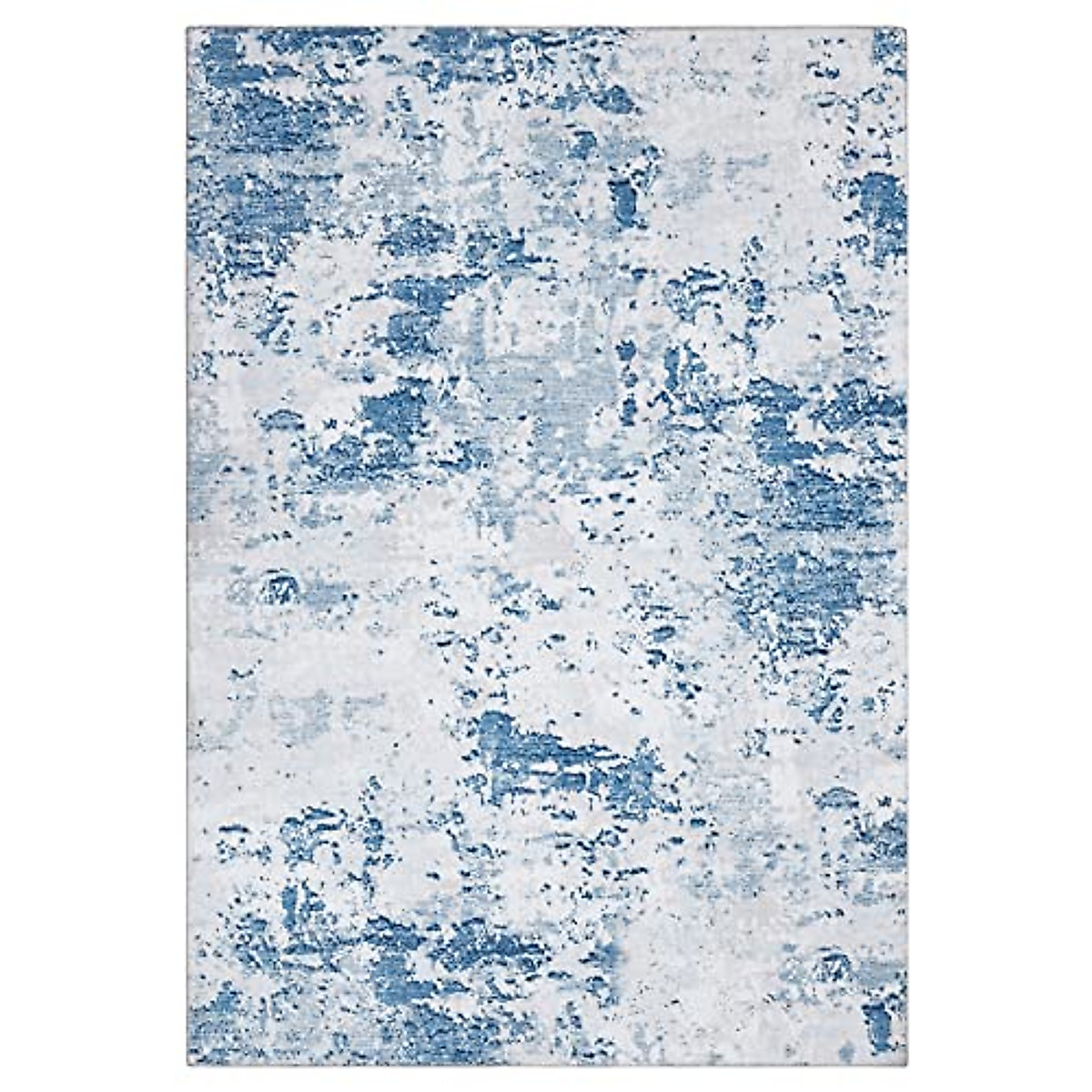 Zacoo Washable Rug 5x7 Area Rugs Abstract Blue Printed Rug Low Pile Area Rug Modern Rug Abstract Distressed Floor Mat Non Slip Area Rugs Living Room Bedroom Light Blue