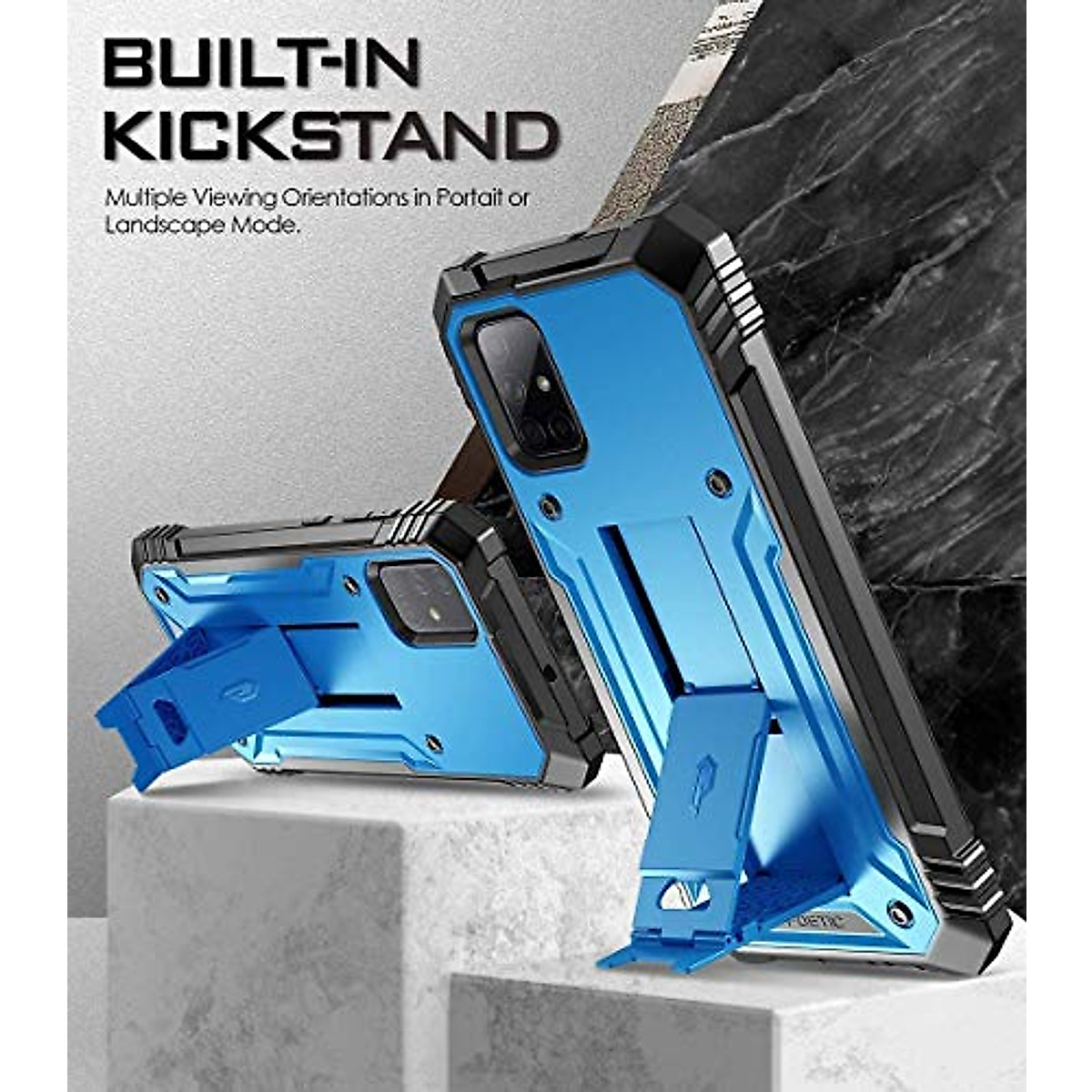 Poetic Revolution Series for Samsung Galaxy A71 5G Case, [Not Fit Verizon A71 5G UW] [Not Fit A71 4G] Full-Body Rugged Shockproof Protective Cover with Kickstand and Built-in-Screen Protector, Blue