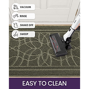 DEXI Front Door Mat for Home Entrance, 24x36 Non-Slip Absorbent Floor Mats Low-Profile Washable Doormat for Entryway, Garage, Patio, Green