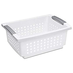 Sterilite Medium Sized Home Stackable Storage & Organization Basket, White