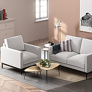 ZINUS Logan Loveseat, Green Tea Infused Foam Cushions, Tool-Free, Easy Assembly, Light Grey