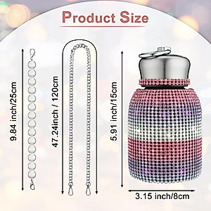XUDREZ Diamond Thermos Bottle for Womens, Diamond Water Bottle Bling Rhinestone Stainless Steel Vacuum Flask Sparkling Refillable Insulated Thermal Bottle with Pearl Bracelet and Chain (Pink-purple)