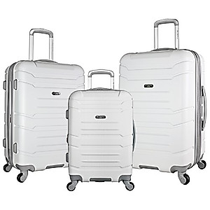 Olympia U.S.A. Denmark Expandable Hardcase Suitcase with Spinner Wheels, Available in 3-Piece Luggage Set and Carry-On Size, White
