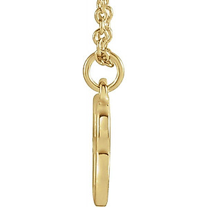 Solid 14k Yellow Gold Alphabet Initial Letter B Dangle Charm Pendant Chain Necklace 18" (9.5mm x 6.1mm)