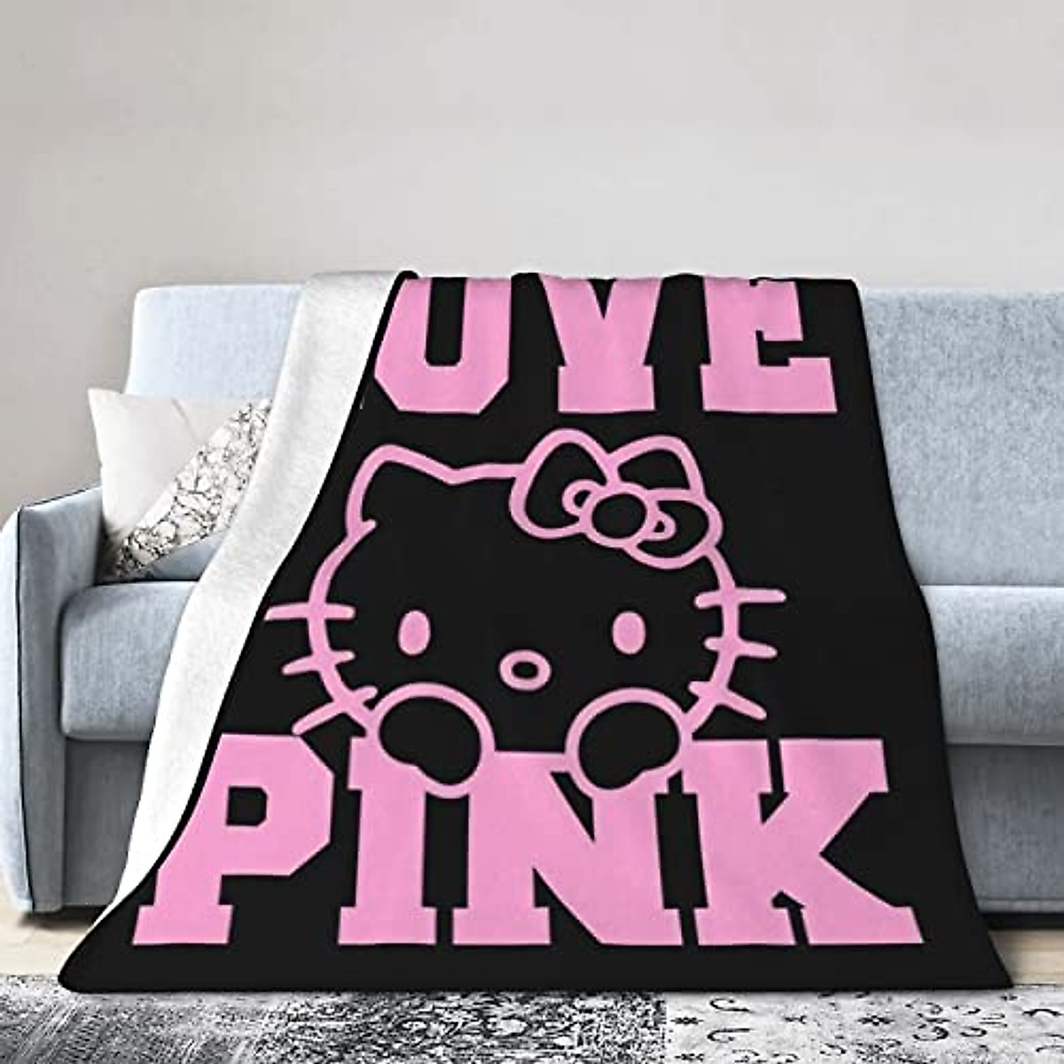 Lightweight Throw Blanket Ultra Soft Velvet Blanket Bed Blankets Quilt Durable Home Decor Blanket Sofa Blanket Carpet 50"x40" Cartoon Pink Kitty Cat (112)