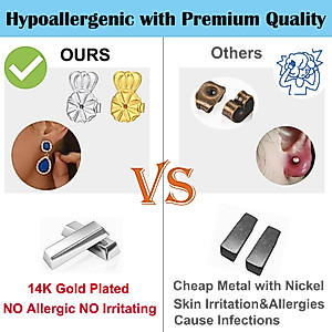 3 Pairs Earring Backs Lifters,925 Sterling Silver Earring Backs for Droopy Ears,Adjustable Hypoallergenic Earring Backs for Heavy Earring (Silver)