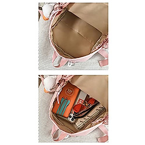 Kawaii Backpack Teen Girls Bag Waterproof Nylon with Cute Pendant and Pin Mini Shoulder Bag (Black)