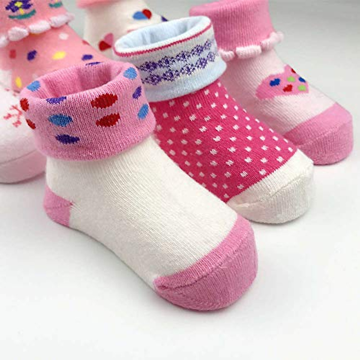 WAFUNNE Baby Girl Socks for Infant Toddler with Grips Anti Slip Cotton 6-12 Months
