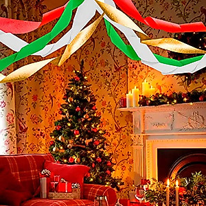 YSSAI 8 Rolls Christmas Crepe Paper Streamers Rolls 656 Feet Red Green Party Streamers Garland Hanging Backdrops Decorations for Xmas Wedding Bridal Baby Shower Birthday DIY Art Project Supplies