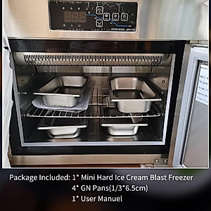 Yovtekc 32L Mini Gelato Blast Freezer, Batch Freezer, Blast Chiller Freezer, Tabletop Hard Ice Cream Freezer, Food Chilling Freezing, One Click Defrosting for Ice Cream Gelato, 290W 110V