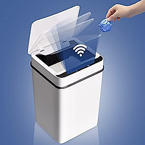 Trash Can 12L Induction Trash Can for Bedroom Living Room Bathroom with Lid Trash Can for Household Automatic Trash Can Trash Can Wastebasket