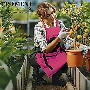 TISEMENT Gardening Apron,Unisex 8Oz Waterproof Canvas Garden Apron with Pockets for Harvesting, Gardening Gifts for Women