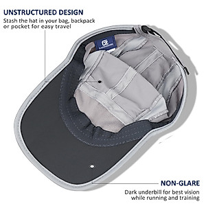 GADIEMKENSD Baseball Cap Nylon Running Cap Outdoor Sports Hat for Men Woman Adjustable Quick Drying Reflective Foldable 50+ UPF Inhibit UV Mesh Race Performance Lightweight Water Repellency Light Grey