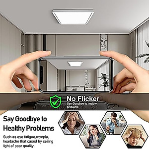 2Pack 9inch 18W LED Flush Mount Ceiling Light, 5000K Daylight White LED Ceiling Light, 1800LM Flat Square LED Ceiling Lamp for Bedroom, Kitchen, Living Room (White)