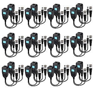 DeguangXin Passive Video Balun 12 Pairs HD-CVI/TVI/AHD Passive Video Balun with Power Connector and RJ45 CAT5 Data Transmitter BNC Twisted Pair