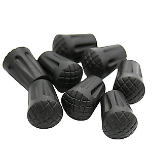 Ruzzut Black Rubber Diamond Trekking Pole Tip Protectors, Hiking Pole Replacement Tips for Trekking Poles, Fits Most Standard Hiking Poles - Shock Absorbing, Adds Grip and Traction (15PCS Round Tips)