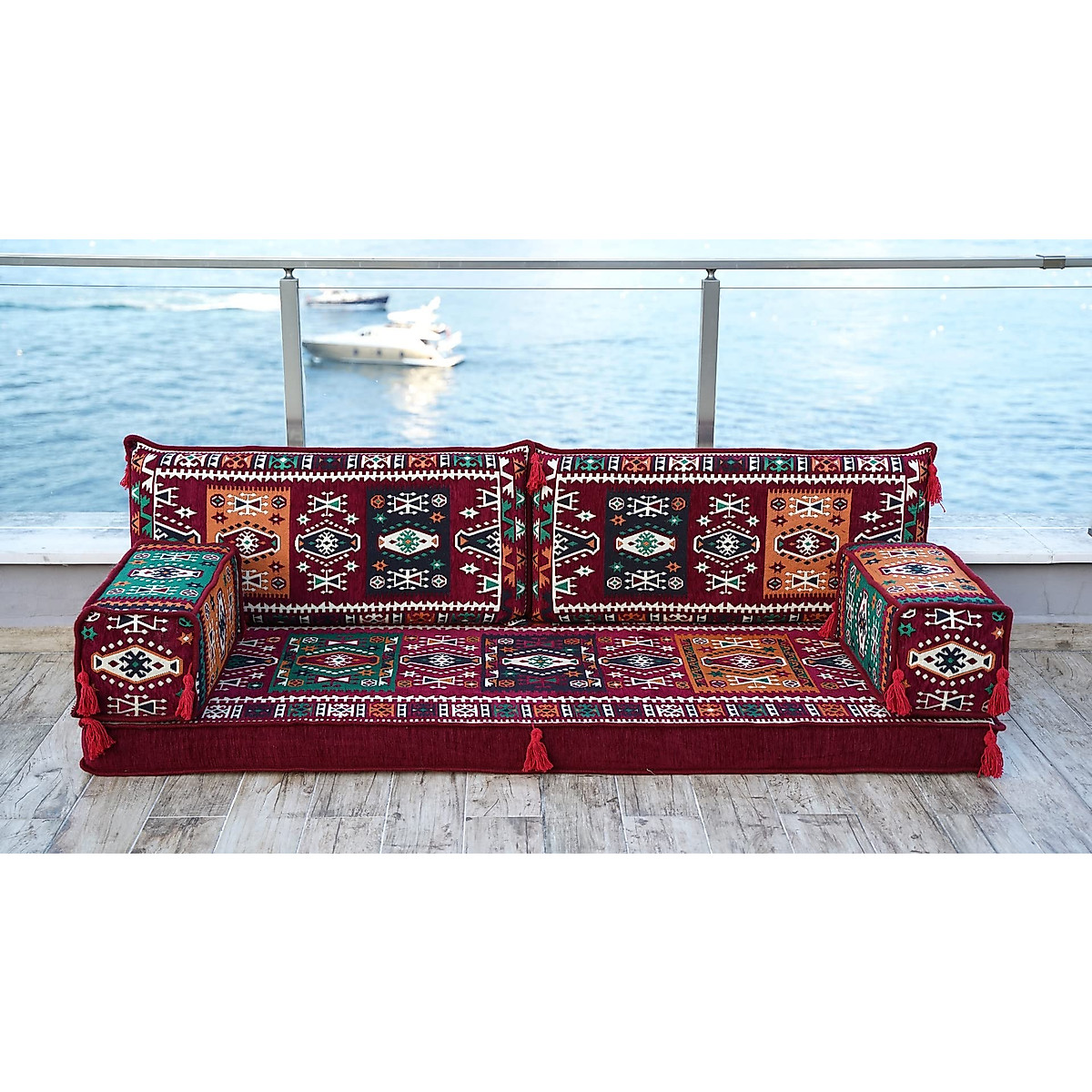 Maroon Arabic Sofa Set, Authentic Floor Couch, Sectional Sofas, Arabic Majlis, Turkish Rug, Couch Covers, Sofa Bed, Poufs (4'' Thickness Sofa)