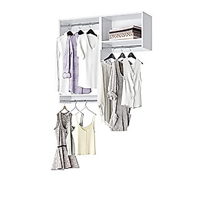 Closet Kit with Hanging Rods - Corner Closet System - Closet Shelves - Closet Organizers and Storage Shelves (White, 48 inches Wide) Closet Shelving