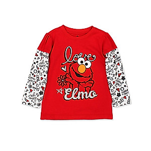 Sesame Street Elmo Girls Long Sleeve Shirt for Infant and Toddler Red