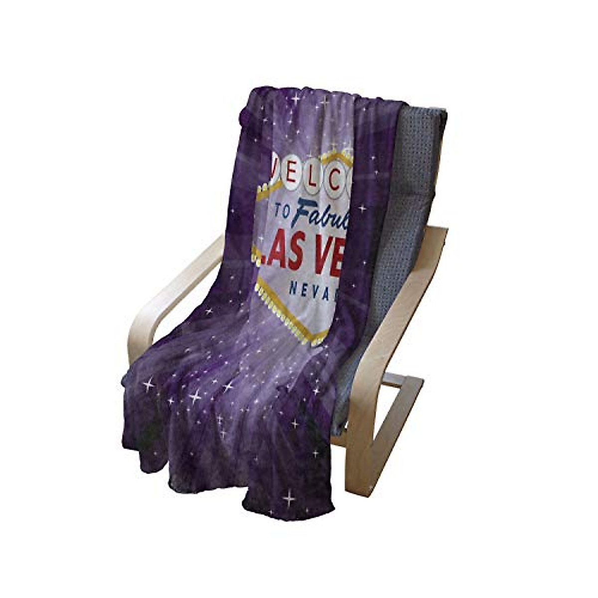 Ambesonne Las Vegas Souvenir Throw, Welcome to Fabulous City Sign United States Nevada Casino Themed Party Decorations, Flannel Fleece Accent Piece Soft Couch Blanket for Adults, 50" x 60", Multicolor