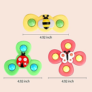 ALASOU 3PCS Suction Cup Spinner Toys for 1 Year Old Boy Girl|Spinning Top Baby Toys 6 12 18 Months|1 2 Year Old Boy Birthday Gift|Baby Bath Toys for Kids Ages 1-3|Sensory Toys for Toddlers 1-3