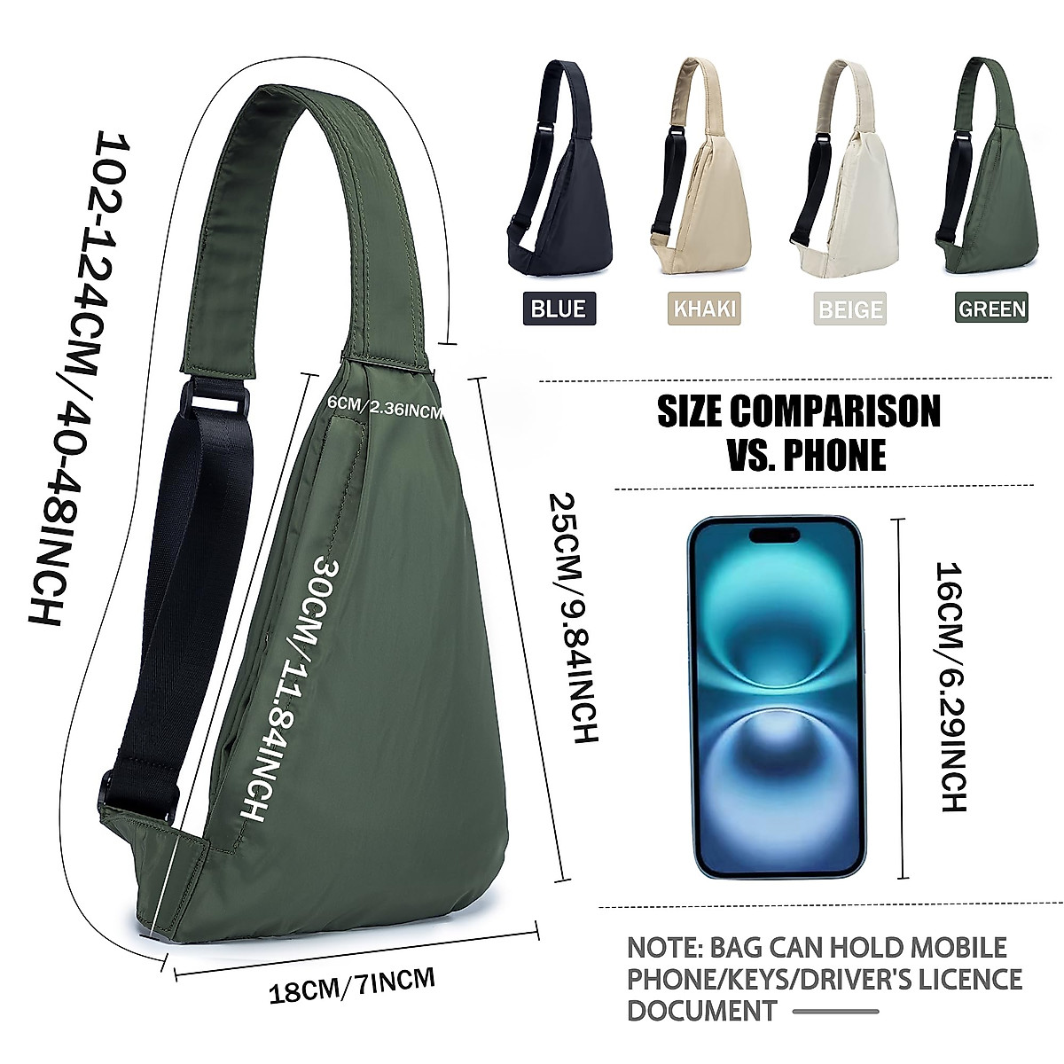 Croogo Shoulder Strap Backpack Thin Chest Sling Bag Foldable Personal Bags,Green