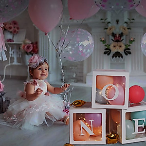 TECKED First Birthday Decorations For Boy Or Girl, 3 Pcs ONE Balloon Boxes For 1st Birthday, Baby Clear Blocks Party Decor With ONE Letters For Photoshoot Props, Cake Smash Backdrop