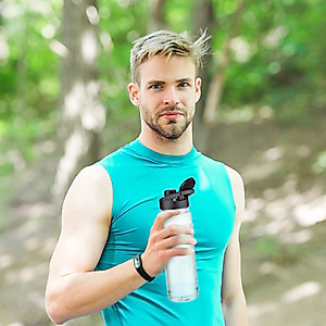 Mimorou 12 Pcs 24 OZ Water Bottles Bulk Reusable Plastic Sports Bottles Pack Portable Sports Water Cups for Adults School Teams Gym Hike Camping Cycling(Clear)