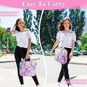 FIODAY Zipper Binder, 2 inch 3 Ring Binder with Zipper Cute Binder with Handle and Shoulder Strap Multiple Pocket 500 Sheet Capacity Binder Organizer for School