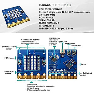 Banana Pi BPI:bit V2 Lite Webduino and arduino Board with EPS32-S2 for STEAM Education Similar microbit (with Acrylic case)