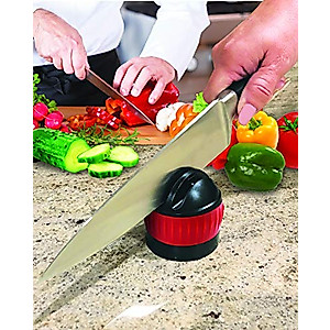 Jokari Knife Sharpener with Suction Kitchen Safety Seals to the Counter for One Handed Sharpening of Knives. In 3 Steps Blades Make Diamond Sharp Slices Rated Near Chef Quality. Skip the Electric Tool