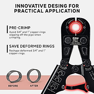 iCrimp Pex Pipe Crimping Tool kit for 3/8,1/2,3/4,1-inch Copper Ring with Free Gauge&Pex Pipe Cutter -Meet ASTM F1807 and Portable
