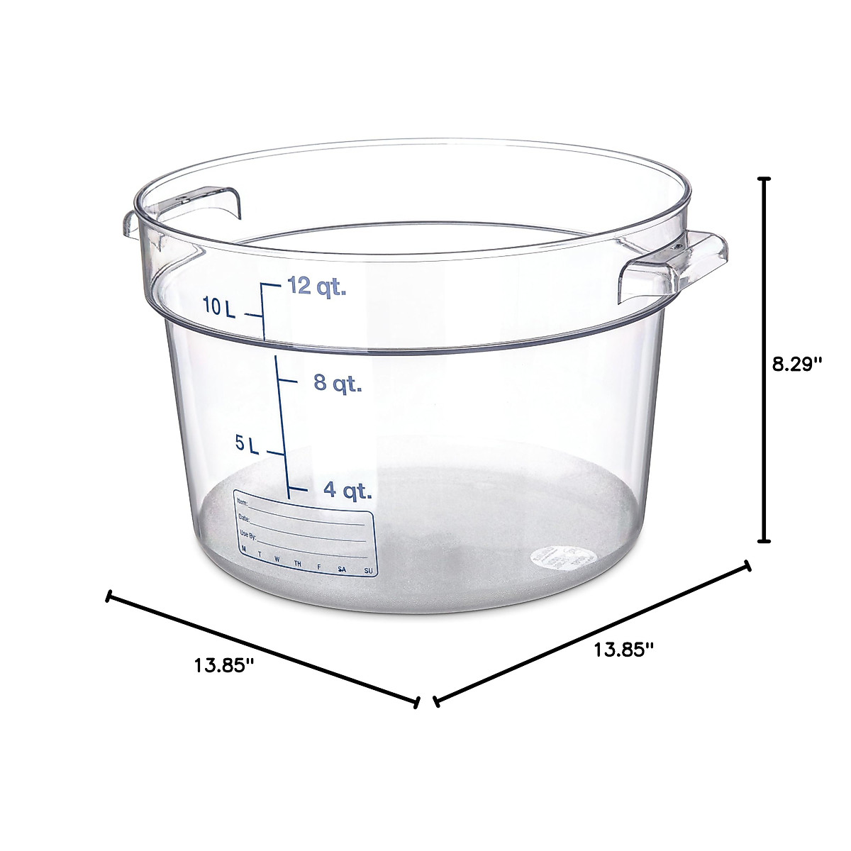 CFS 1076707 StorPlus Polycarbonate Round Food Storage Container, 12 Quart, Clear