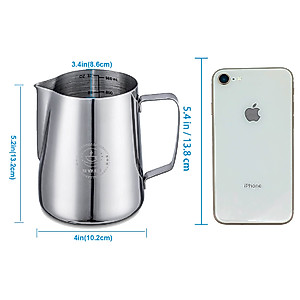 Milk Frothing Pitcher 32oz,Espresso Steaming Pitcher 32oz,Espresso Machine Accessories,Milk Frother Cup 32oz,Milk Coffee Cappuccino Latte Art,Stainless Steel Jug