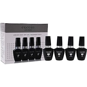 Cuccio Veneer Treatment Pack – Complete LED/UV Gel Polish System, Includes Prep, Fuse, Base, and Top Coat, 13 mL Each