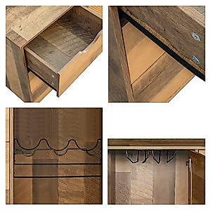 GIA Home Furniture Series Boho Rattan Sideboard with 2 Door &3 Drawers,Buffet Storage Cabinets with Adjustable Shelving and Wine Rack for Living & Dining Room,Black Metal Frame, Oak Finish