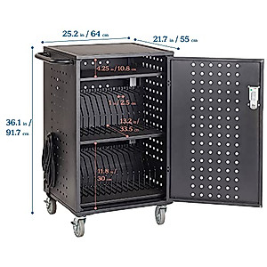 ECR4Kids 30-Bay Charging Cart, Classroom Storage, Black