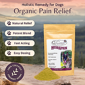 Glacier Peak Holistics HerbAprin - Natural Pain Relief for Dogs, Organic Herb Blend for Arthritis, Aches & Pains, and Hip & Joint Discomfort - 3oz