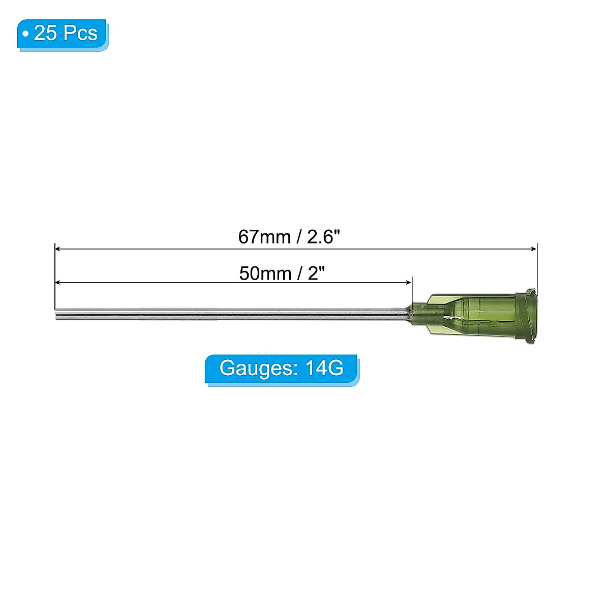 PATIKIL Blunt Tip Dispensing Needles 2 Inch, 25 Pcs 14G Industrial Liquid Dispenser Needle with Lure Lock for Refilling Liquid Inks Adhesive Glue
