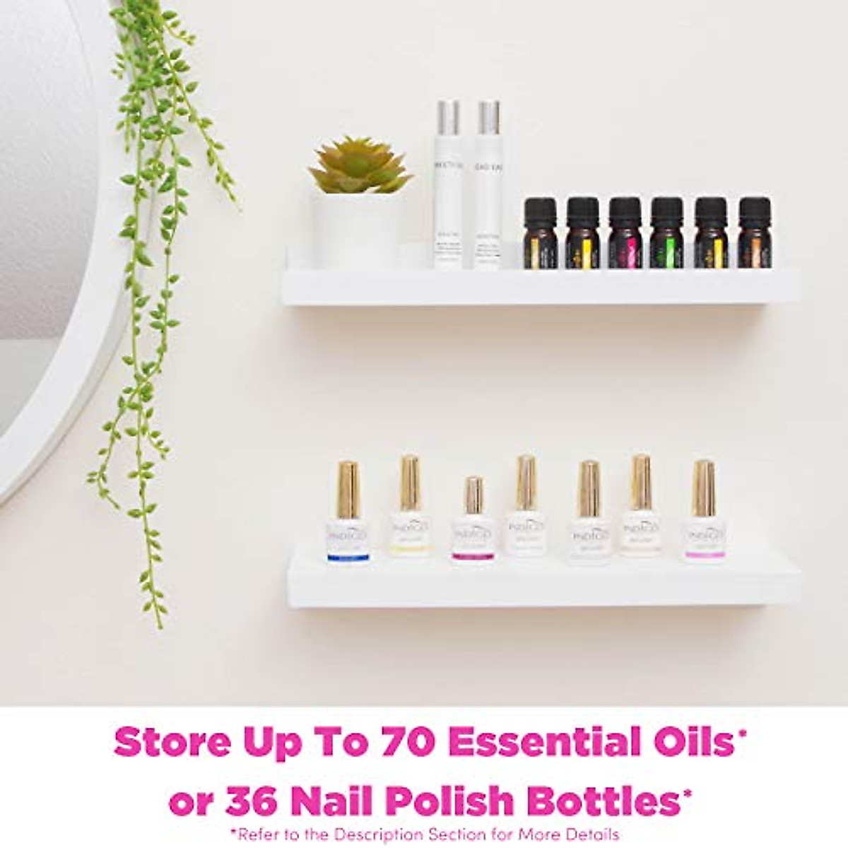 Hot Haus Decor Wall Shelves - Set of 2 White Floating Shelves - 12.75"x3.5"- Essential Oil Storage Wall Shelf - Nursery Bookshelf - Nail Polish Shelf - Spice Rack Floating Shelf - Essential Oil Shelf