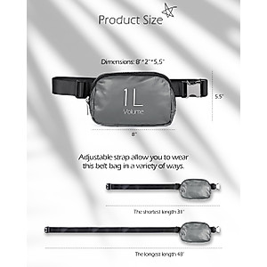 ODODOS Mini Belt Bag with Adjustable Strap, Vegan Leather Fanny Pack Small Waist Pouch for Workout Running Traveling Hiking, Matt Grey